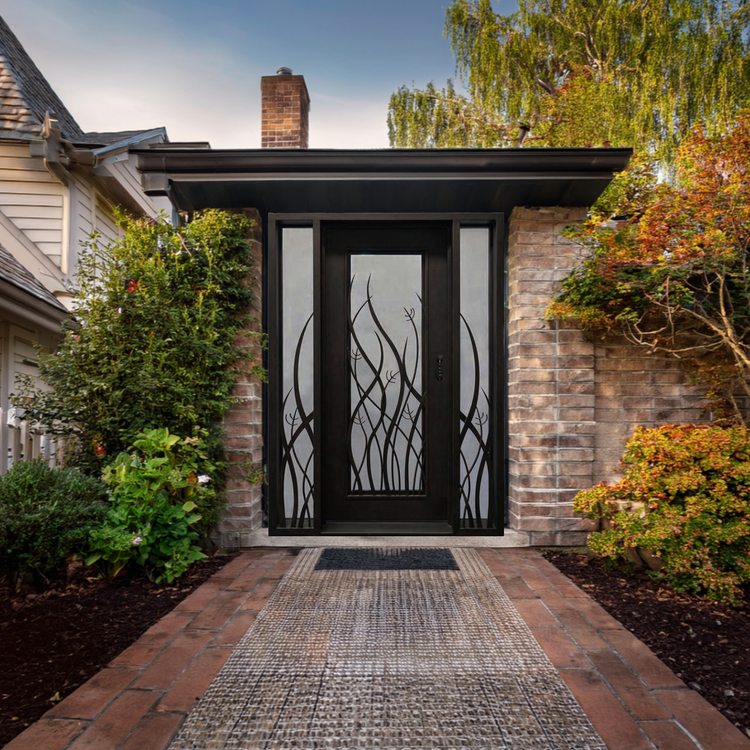 Iron Doors with Sidelights | Single Accented Wrought Iron Doors ...
